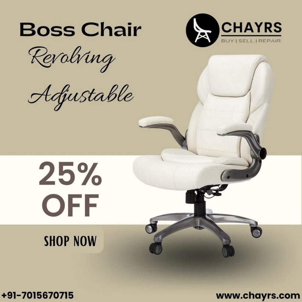 Revolving Adjustable Boss Chair In White At Chayrs